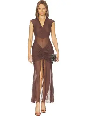 KIM SHUI Anai Mesh Dress - Brown
