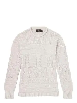 Ralph Lauren RRL Cable-Knit Cotton, Linen, And Silk-Blend Sweater Ecru