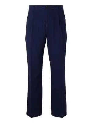 Portuguese Flannel Atlantico Straight-leg Seersucker Trousers - Blue