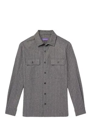 Ralph Lauren Purple Label Ralph Lauren Purple Label - Pinstriped Super 150s Wool-Flannel Shirt - Men - Gray - S Gray