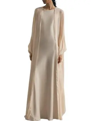 REISS Flora Maxi Dress & Wrap Set - Cream