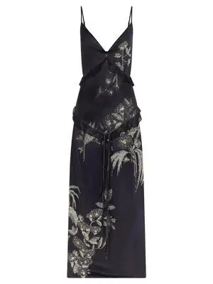 WIEDERHOEFT Arbe' Crystal Embellished Sequined Silk-jersey Gown - Black