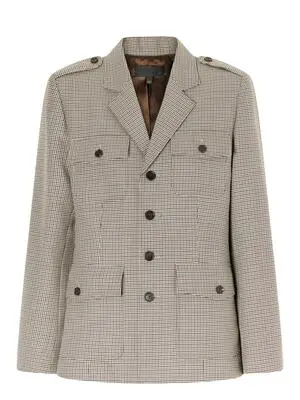 NILI LOTAN Hazel Houndstooth Wool Jacket - Brown