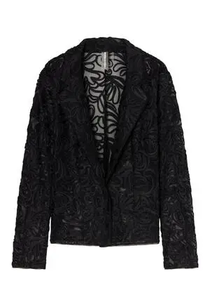 Norma Kamali Embroidered Mesh Evening Jacket - Black