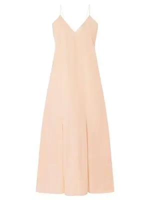 Khaite KHAITE Paneled Cotton-Poplin Midi Dress Peach