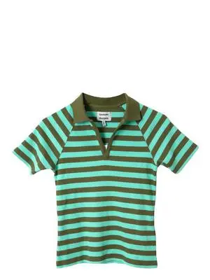 DAMSON MADDER Delphi Stripe Polo Shirt - Green