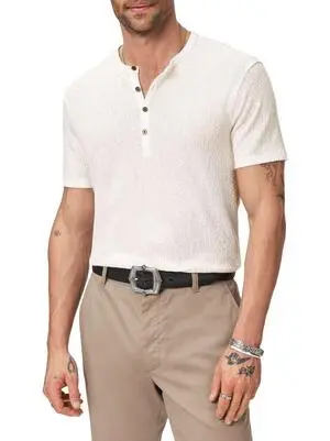 John Varvatos Egon Texture Knit Short Sleeve Henley - White