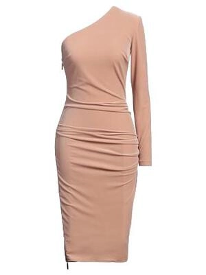 Elisabetta Franchi Midi One-Shoulder Gathered Dress Blush