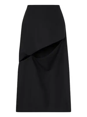 JIL SANDER Cut-out Grain De Poudre Wool And Mohair-blend Midi Skirt - Black