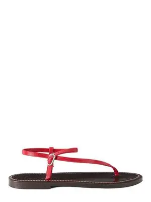 K.JACQUES Vassili Snake-effect Leather Flat Sandals - Red