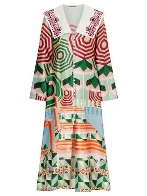 CRISTIANO MARCHELI Cristiano Marcheli Sofia Printed Silk-Blend Satin Midi Dress