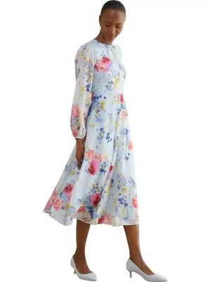 HOBBS LONDON Constance Floral Midi Dress - Palebluemulti