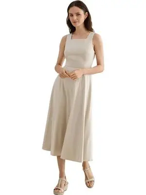 HOBBS LONDON Trinity Linen Midi Dress - Neutral