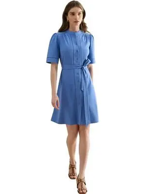 HOBBS LONDON Livvie Belted Mini Shirt Dress - Riversideblue