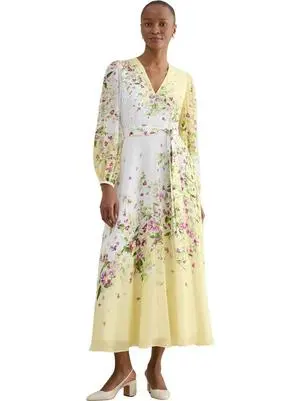 HOBBS LONDON Ariel Silk Wrap Dress - Yellowmulti