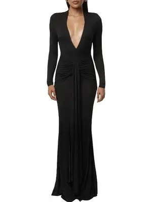 JLUXLABEL Maxi Dress With Open Back And Ruching Black