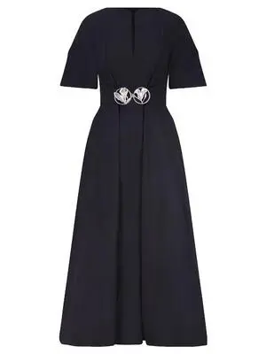 Lela Rose Cotton Poplin Shirt Dress With Buckle Detail - Black