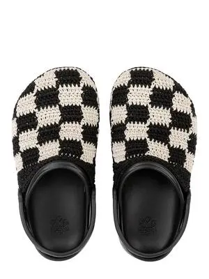 THE SAK Crocheted Clogs With Ankle Strap - Black Check