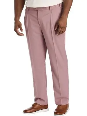 OAK HILL BY DXL Big & Tall Waist-relaxer Pleated Dress Pants - Pomegranate