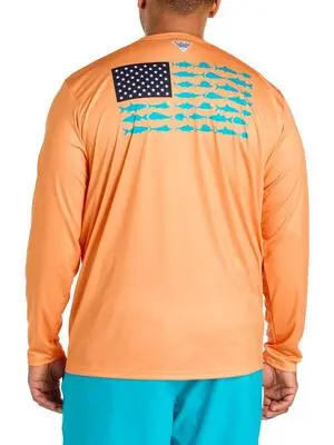 Columbia Big & Tall Terminal Tackle Pfg Fish Flag Long-sleeve T-shirt - Bright Nectar