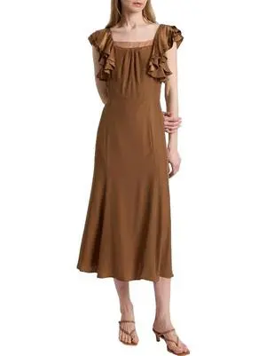 Santorelli Fit And Flare Midi Dress - Dark Bronze