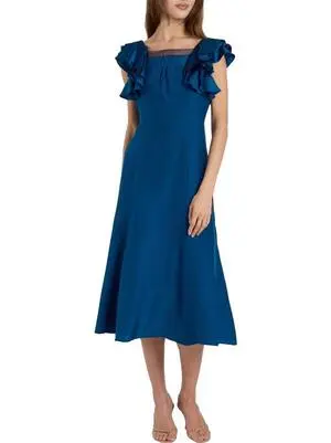 Santorelli Fit And Flare Midi Dress - Electric Blue