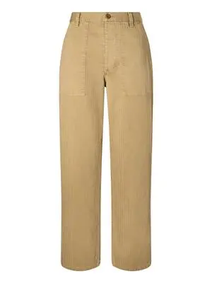 NILI LOTAN Earl Herringbone Straight-Leg Pants Beige