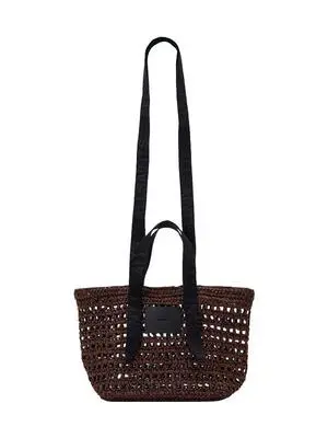 ALLSAINTS Mini Celayne Straw Tote - Cognac Brown