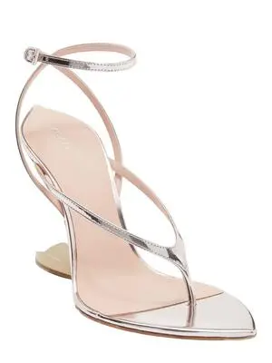 Alaïa Invisible Wedge Ankle Strap Sandal - Blush/argent