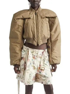 Alexander McQueen Cropped Bomber Jacket - Khaki