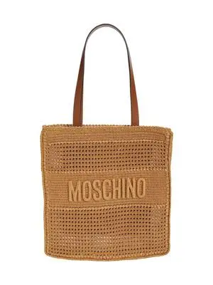 Moschino Logo Woven Shopper Tote - Hide