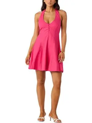 Astr The Label Esme Halter Mini Dress - Fuchsia