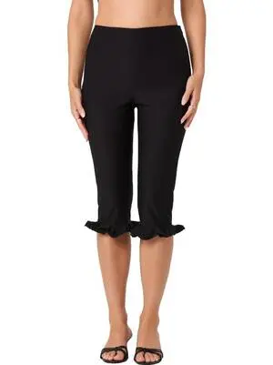Astr The Label Amalie Ruffle Capris - Black