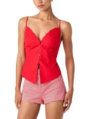Astr The Label Odette Scallop Hem Camisole - Red