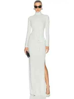 COURREGES Twisted Crepe Jersey Long Dress - Light Mint