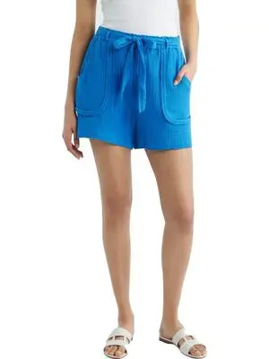 CITY BLUES Woven Cotton Shorts - Cobalt