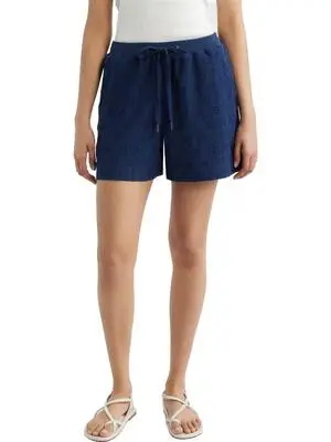 CITY BLUES Eyelet Drawstring Relaxed-fit Shorts - Navy