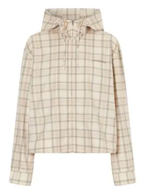 Acne Studios Acne Studios Cotton Checked Jacket With Hood Cream