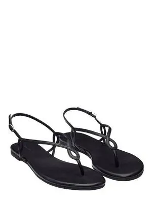 REFORMATION Luna Flat Sandal - Black Leather