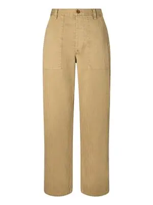 NILI LOTAN Earl Herringbone Cotton Straight-leg Pants - Neutrals