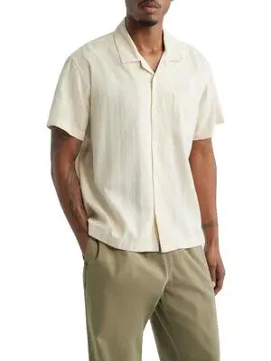 Obey Samuel Texture Stripe Camp Shirt - Unbleached Multi