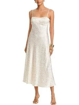 Aqua Floral Jacquard Midi Dress - White/pink