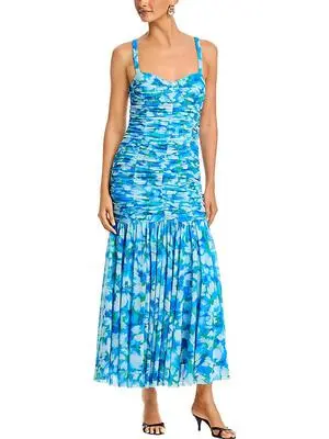 Aqua Floral Print Maxi Dress - Blue Multi