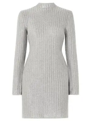TOM FORD Metallic Ribbed Cotton-blend Mini Dress - Silver