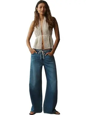 Paige Zoey Tie High-rise Wide-leg Jeans - Serenite