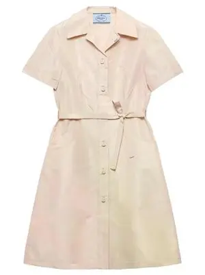 Prada Faille Shirt Dress - Neutrals