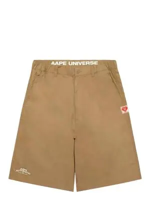 AAPE BY *A BATHING APE Logo-print Cotton Shorts - Neutrals