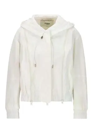 Fendi Hooded Jacket With Zip Details - White