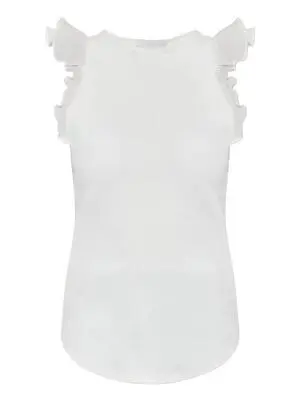 ZIMMERMANN Awaken Ruffled-Trim Ribbed Tank Top