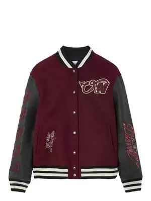 Off-White X Ac Milan Patch-detail Bomber Jacket - Red